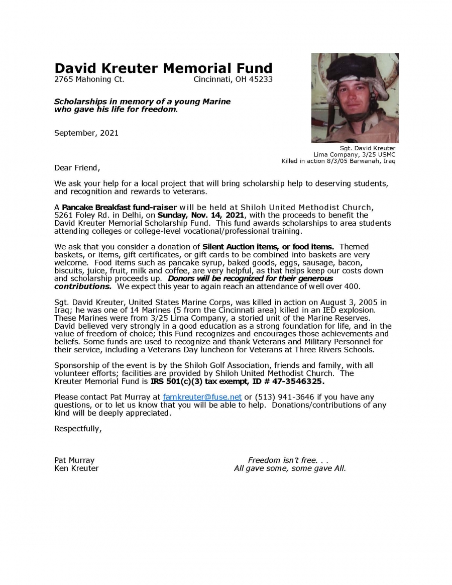 David Kreuter Memorial Fund Pancake Breakfast