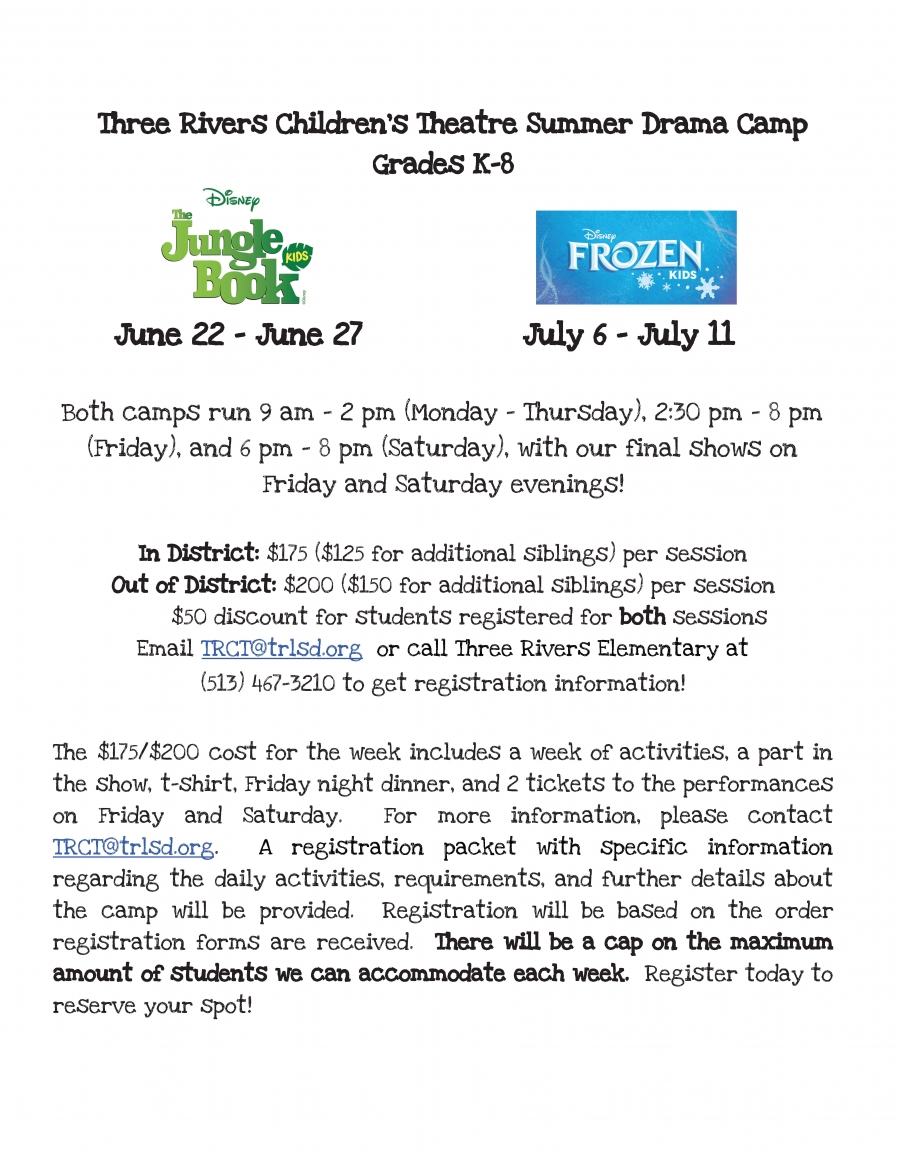 Three Rivers Children's Theatre Summer Drama Camp Grades K-8